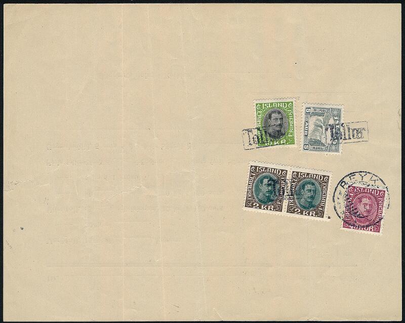 1933. Receipt form for import duties on a parcel with calculation of ...