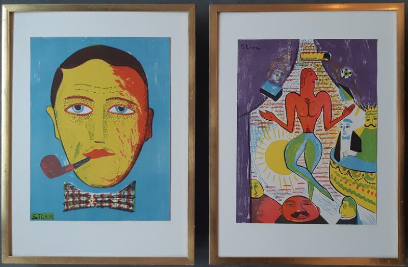 Robert Storm Petersen: Self portrait & Circus. Circa 1920. Both signed ...