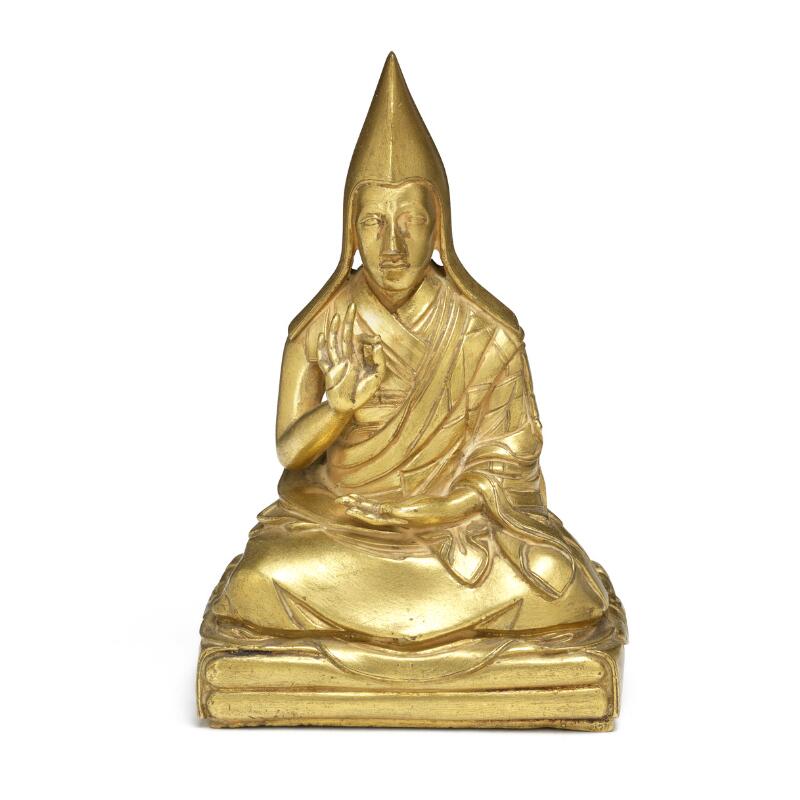A gilt bronze Sino-Tibetan figure of the second Panchen lama, Lobzang ...