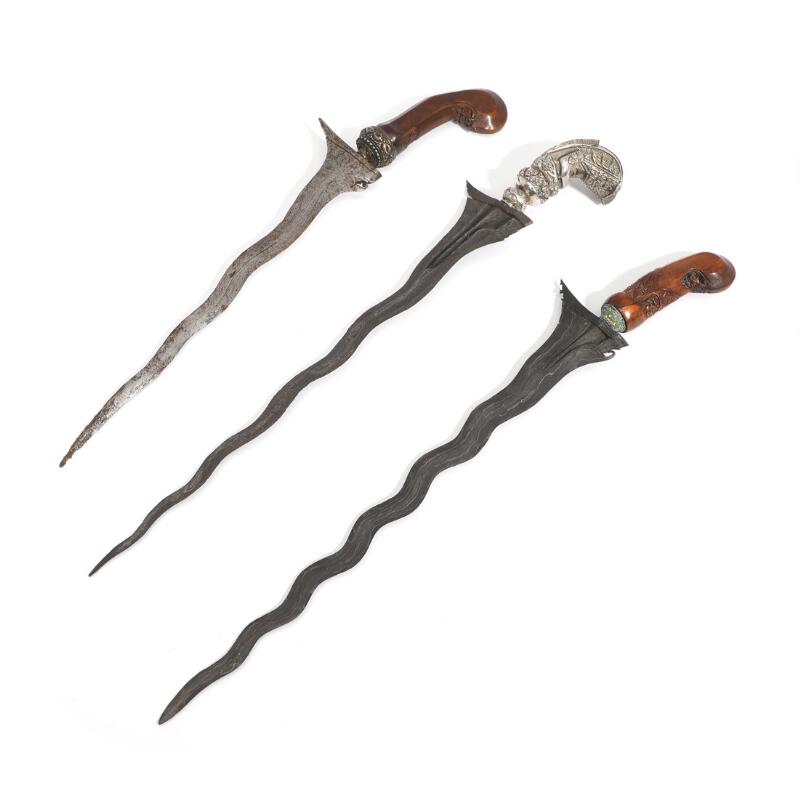 Three Keris in their sheaths. A princely - auctions & price archive