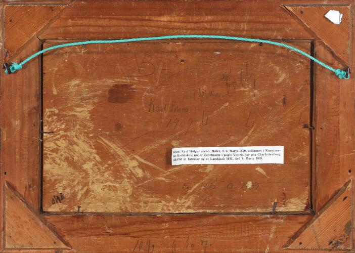 Karl Schou: Farm exterior. Signed K.S. Oil on wood. 17 x 26 cm. – Bruun ...