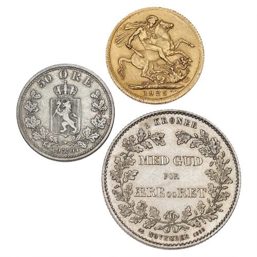 Coll. of coins, incl. Norway, 50 øre 1904, NM 68, South Africa ...