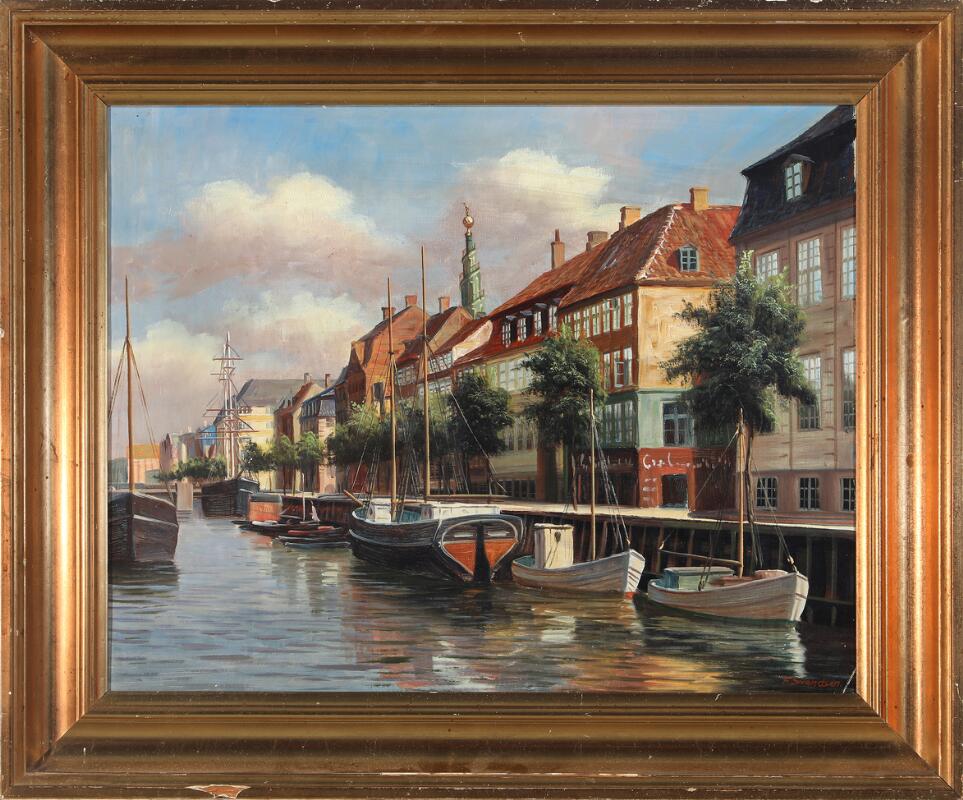 SOLD. Frederik Wilhelm Svendsen: Scenery from Christianshavn with view ...