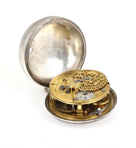 SOLD. Søren S. Buxlund: Pair-cased silver pocket watch. Verge ...
