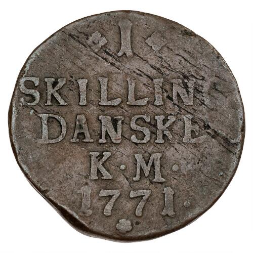 SOLD. Norway, Christian VII, skilling 1771, Kongsberg, NMD 99, H 37, FP ...