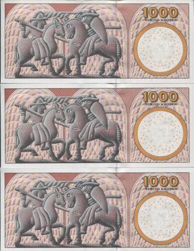 SOLD. 1000 kr 2006 B2, Nos. 210009A-C, Nils Bernstein / Lars G ...
