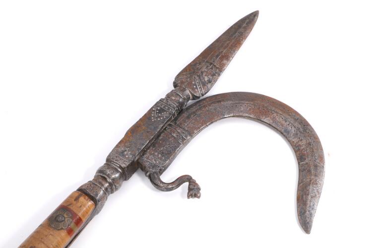 Two Indian wooden and metal elephant goads. C. 1900. L. 67/71 cm. (2 ...