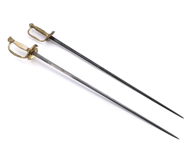 Two French small swords without scabbards. The first an officers epée ...