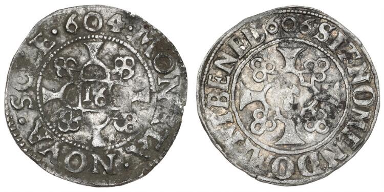 Germany, Rostock, 1569-1666, Double Schilling 1606, Kunzel 131, Ag, and ...