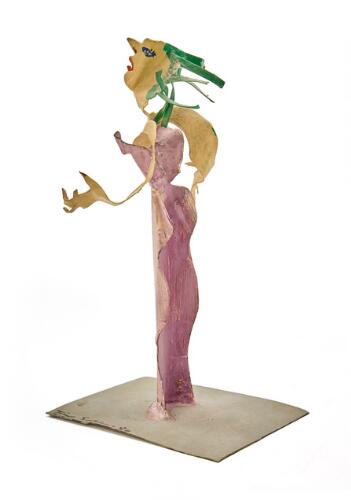 Timo Solin: Woman. Signed Timo Solin 80. Polychrome painted metal. H ...